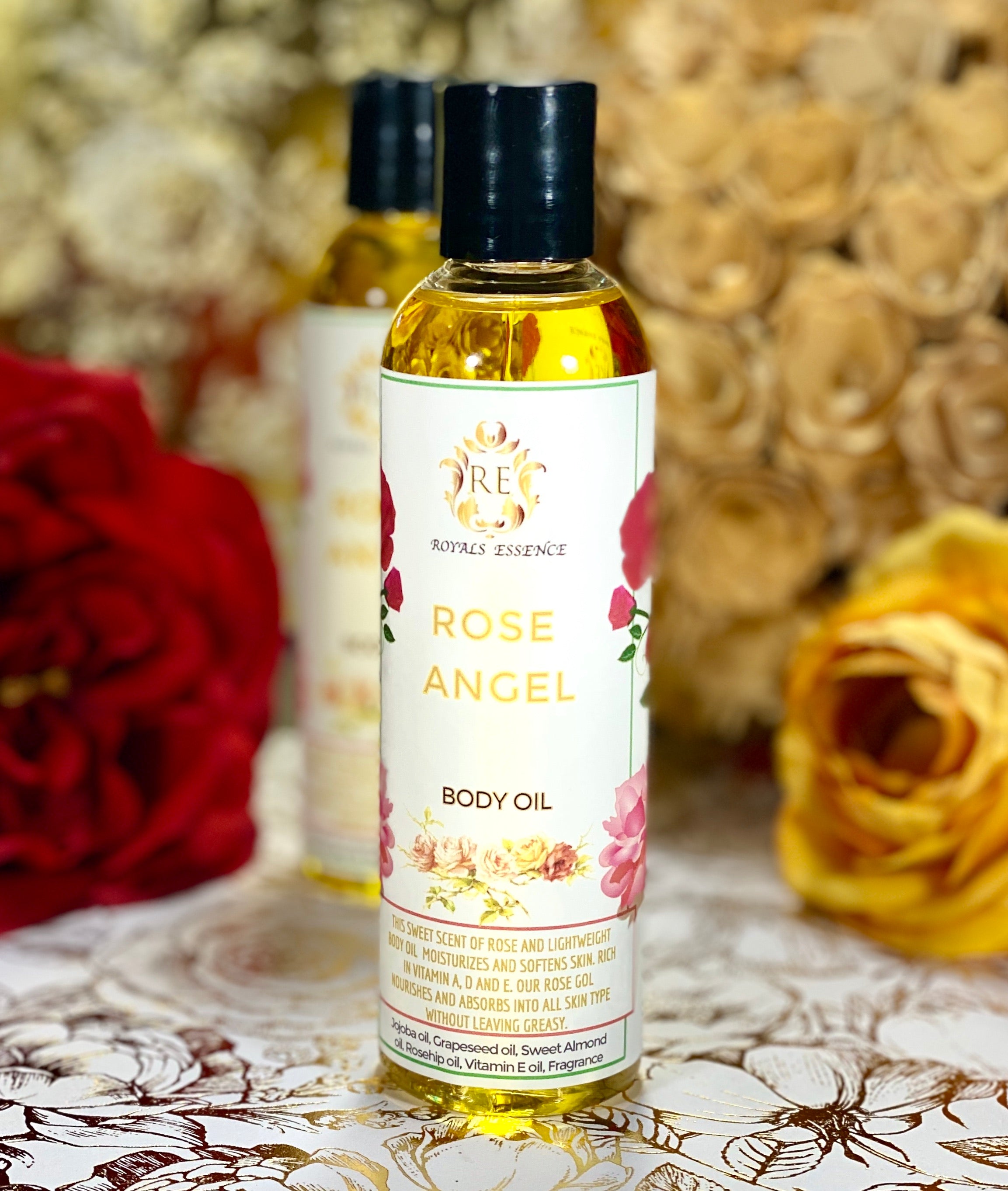 Natural Rose Angel Body Oil With Rose Petals – Royals Essence